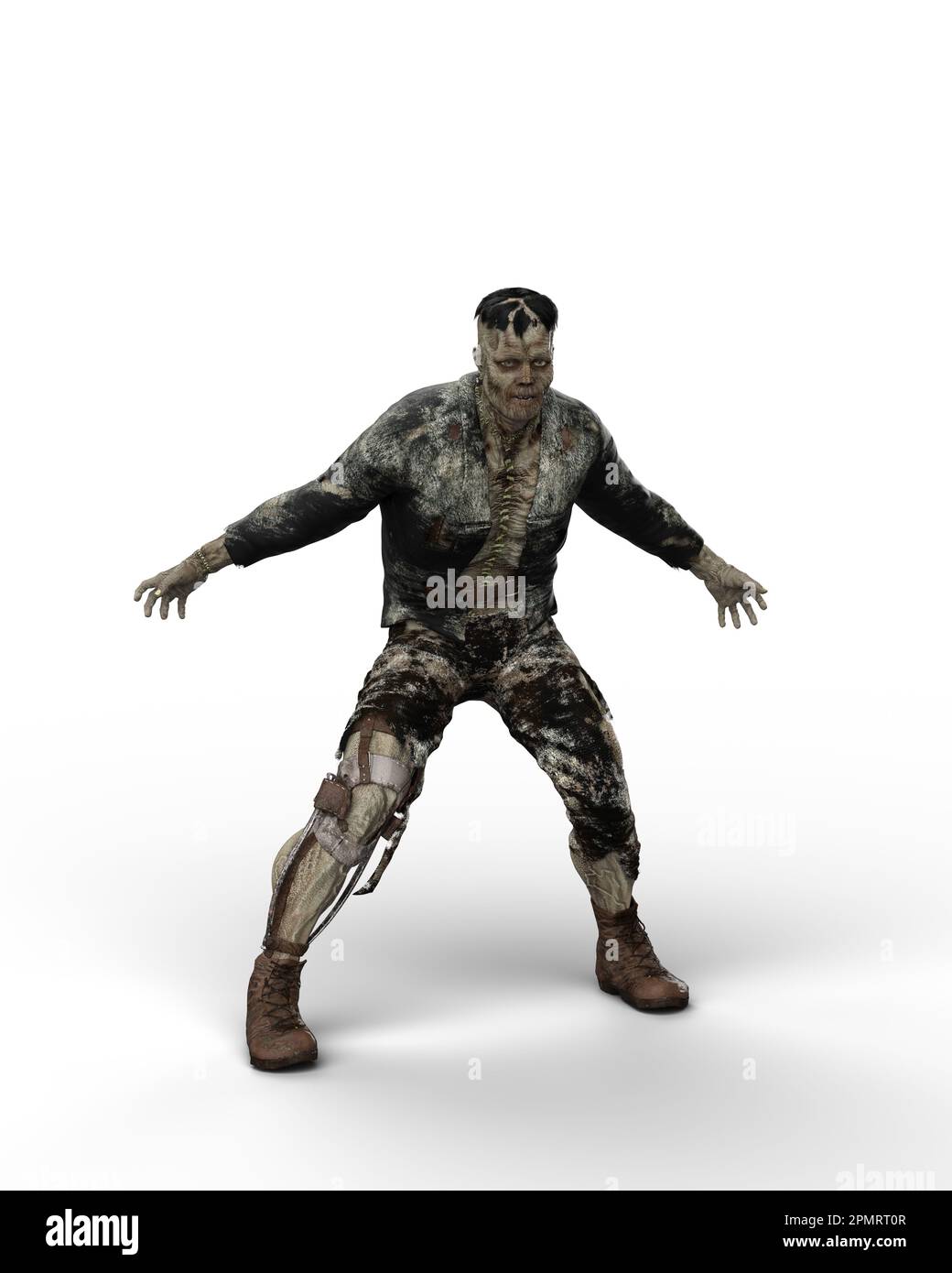 3D illustration of a fantasy horror story undead monster standing ...