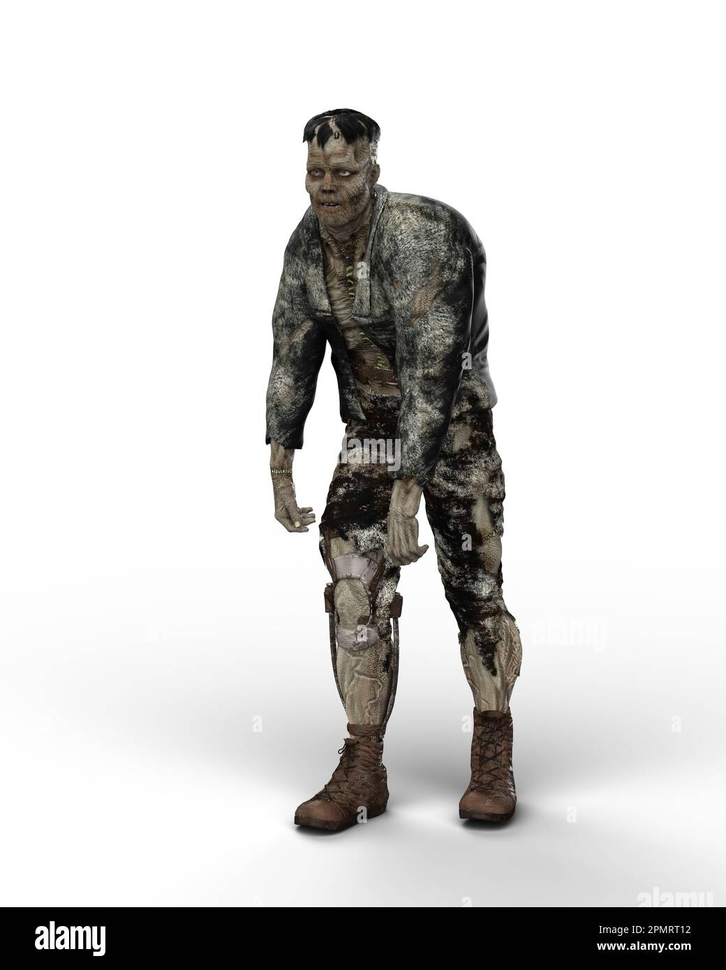 3D illustration of a fantasy horror story undead monster lurching ...