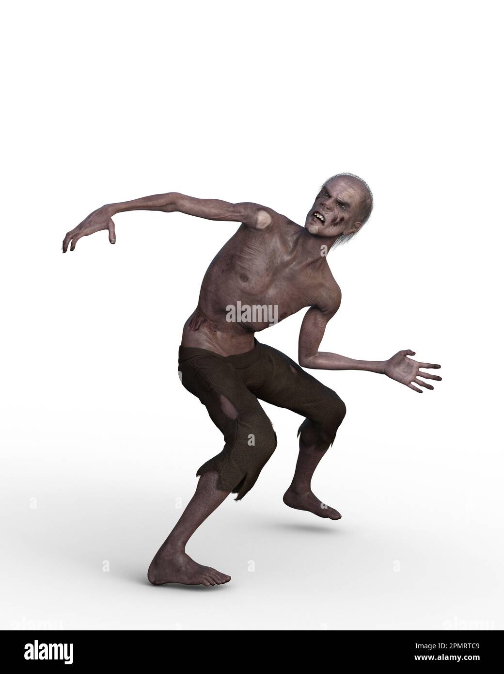 3D illustration of an undead zombie creature isolated on a white ...
