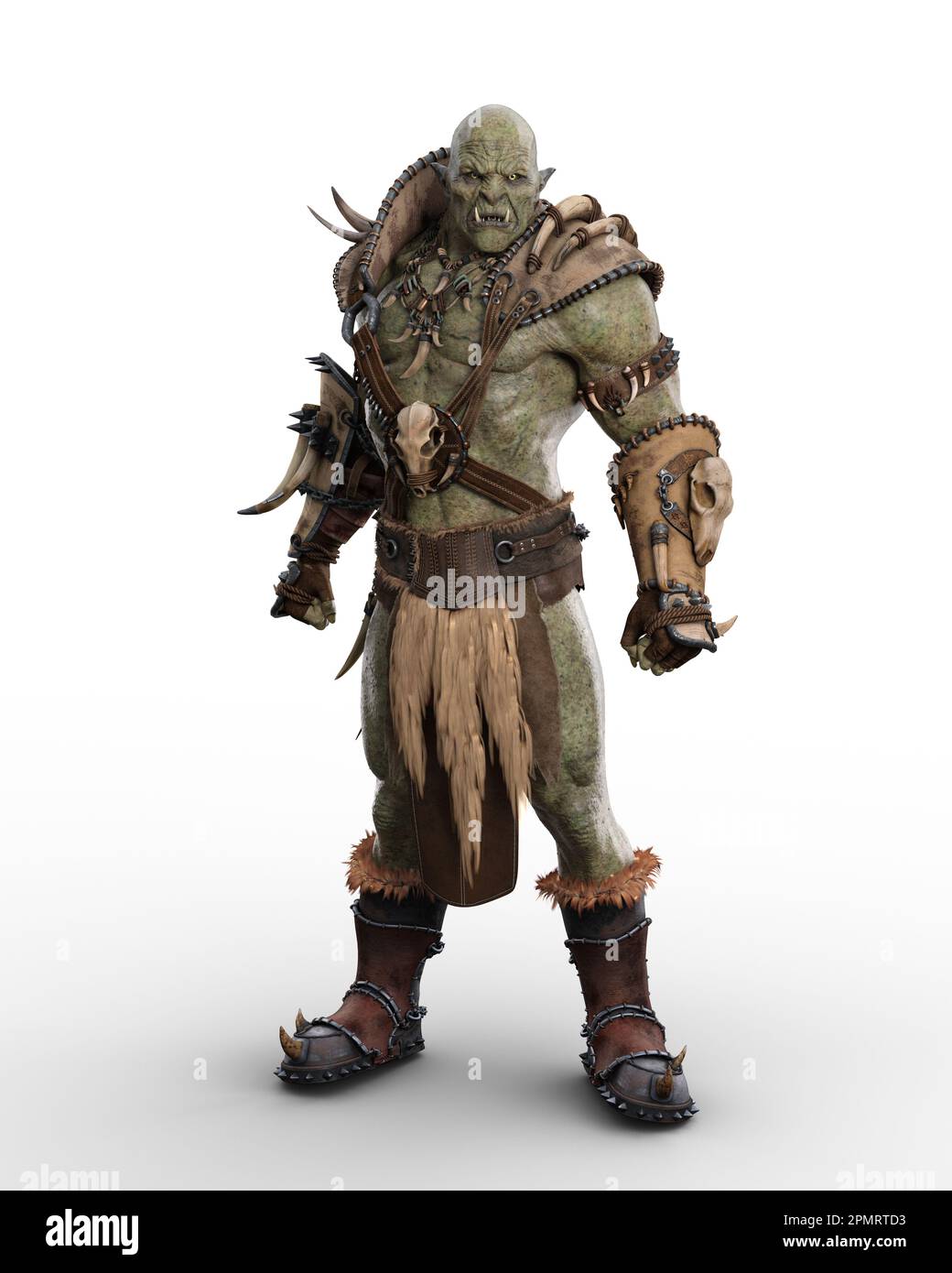 Savage mythical Orc brute standing with aggressive pose and expression ...
