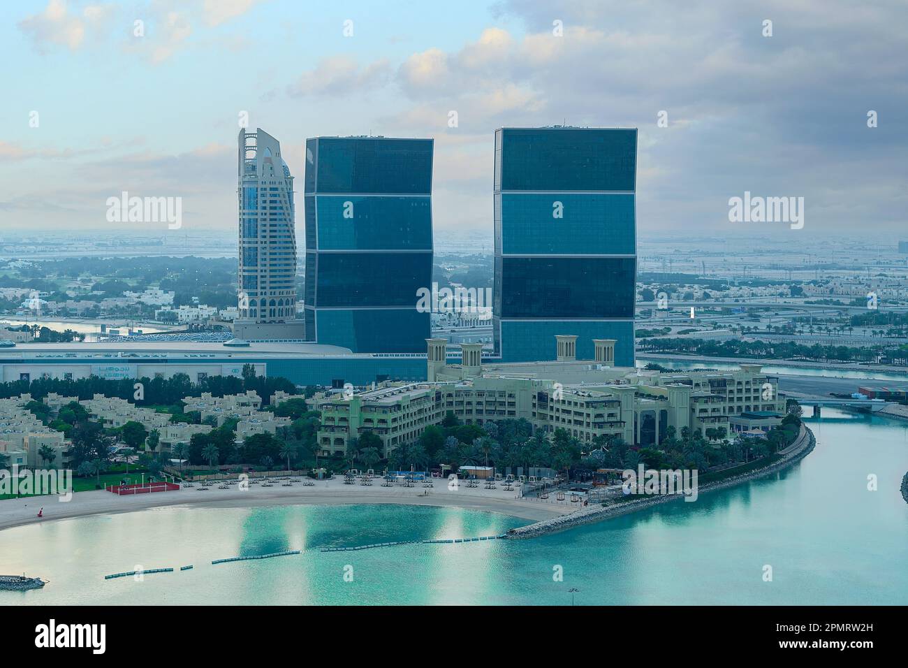 Beautiful Aerial View of Lusail Zig Zag Tower Qatar Stock Photo - Alamy