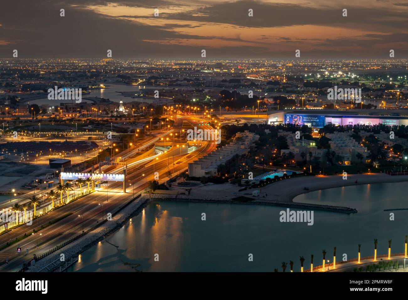 Pearl Qatar Bridge and underpass aerial view Stock Photo - Alamy