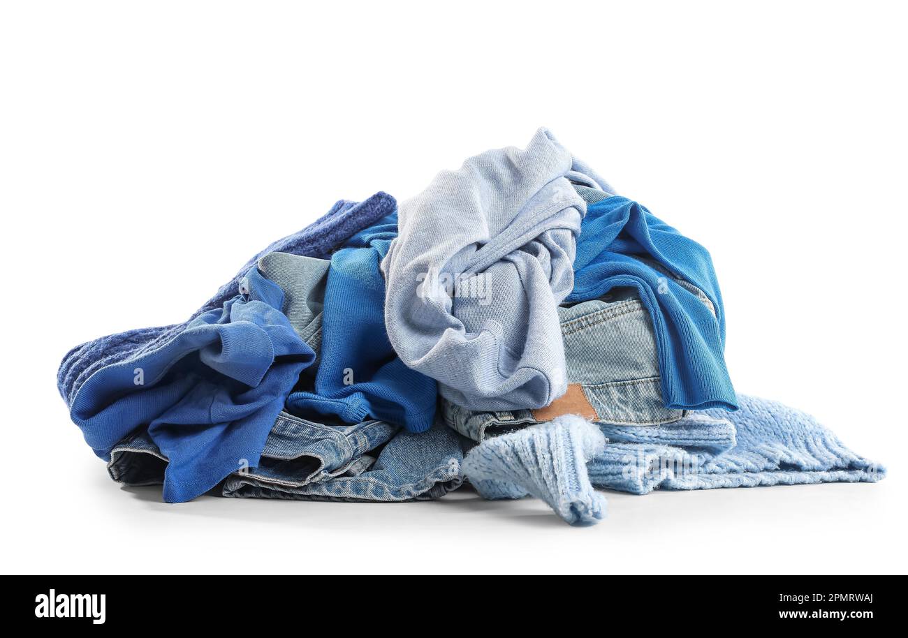 Stack of dirty clothes on white background Stock Photo - Alamy
