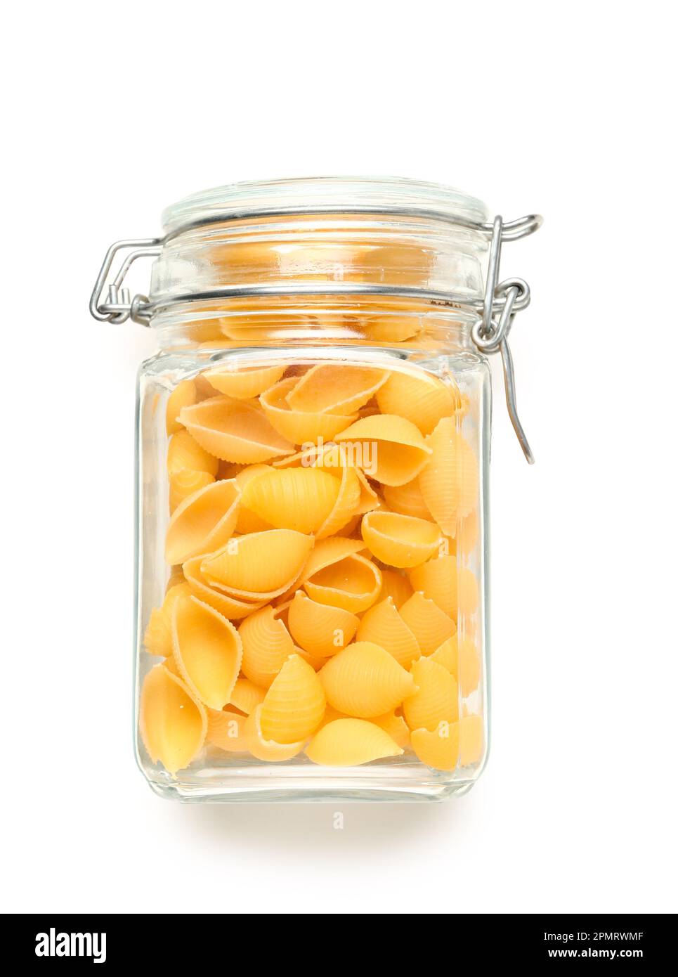 Jar of raw conchiglie pasta isolated on white background Stock Photo ...