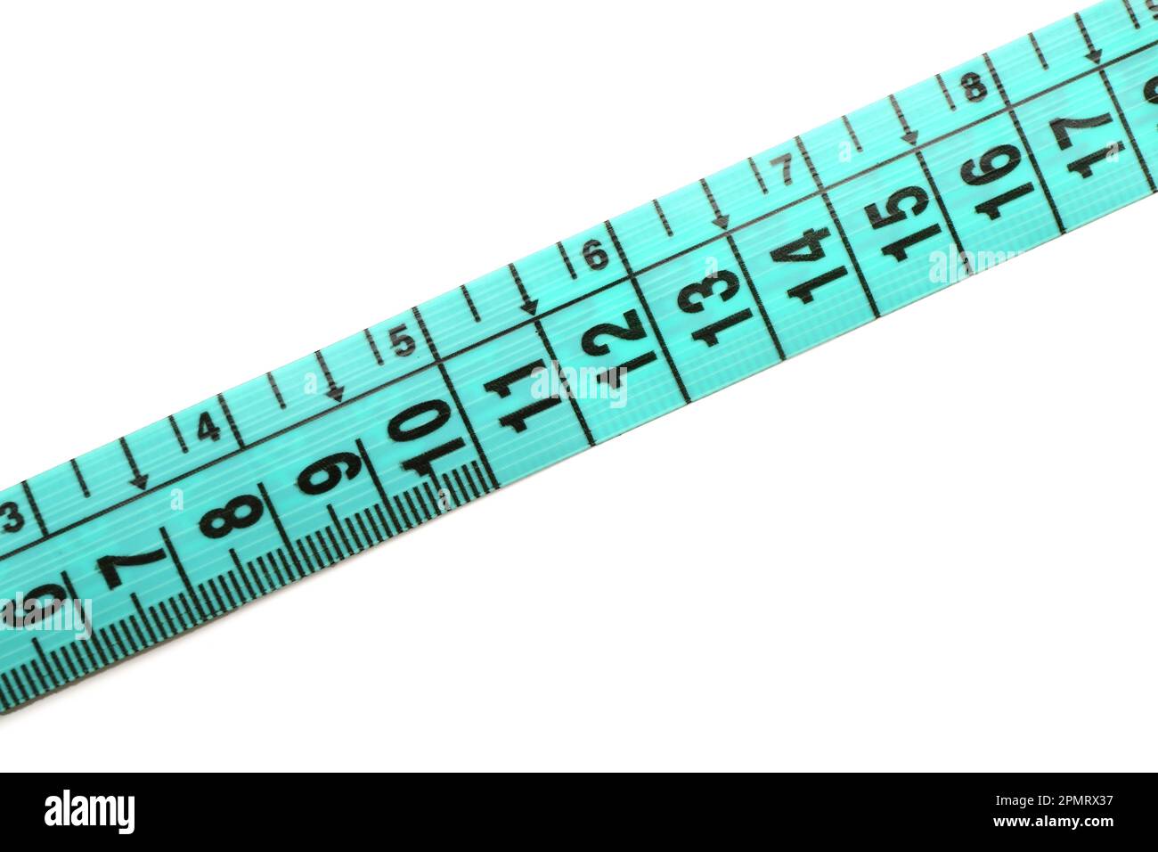 Blue measuring tape on white background Stock Photo - Alamy