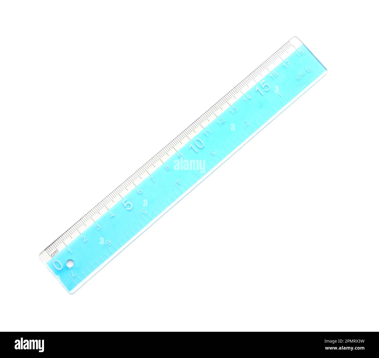 Blue plastic ruler on white background Stock Photo - Alamy
