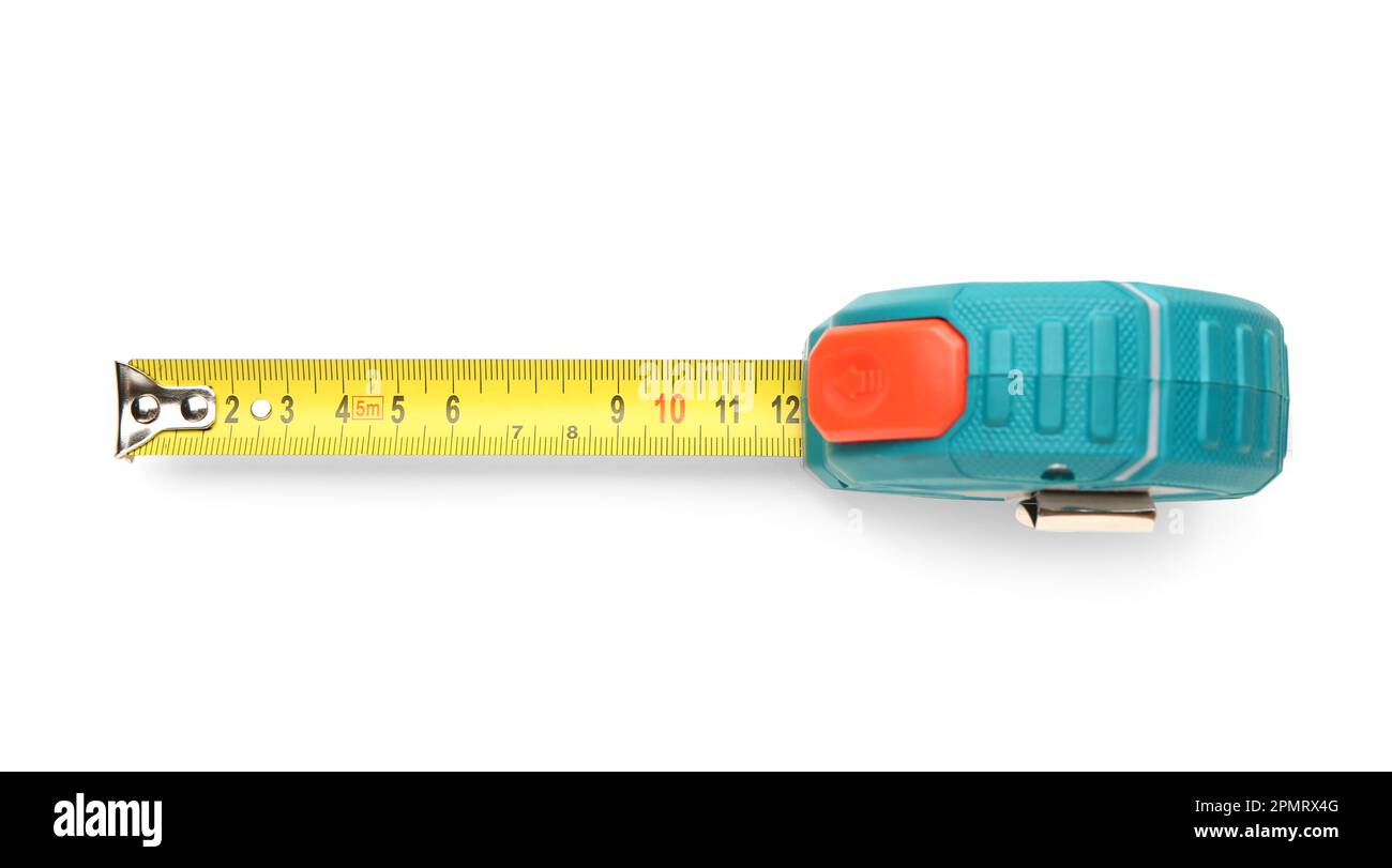 Measuring tape on white background Stock Photo - Alamy