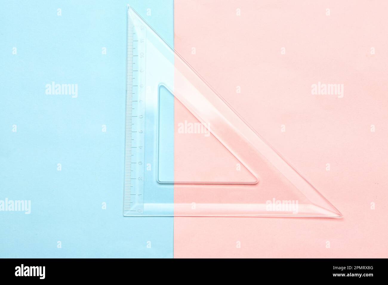 Transparent plastic ruler on color background Stock Photo - Alamy