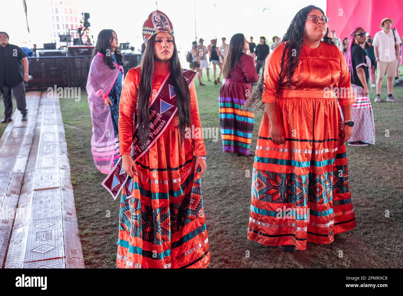 Members of the Desert Cahuilla Bird Singers perform at the Coachella ...
