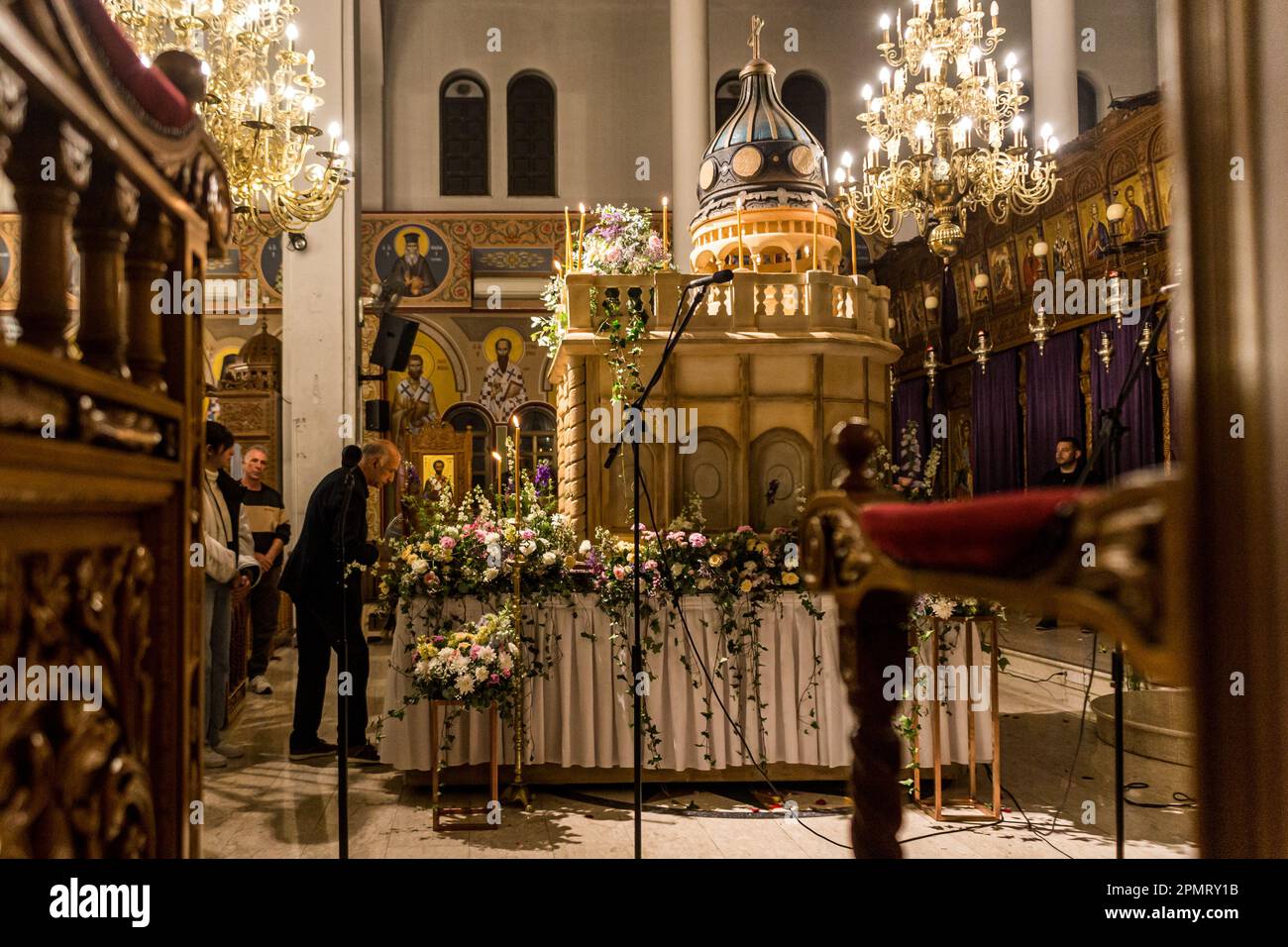 Limassol, Limassol, Cyprus. 14th Apr, 2023. A man worships the epitaph ...
