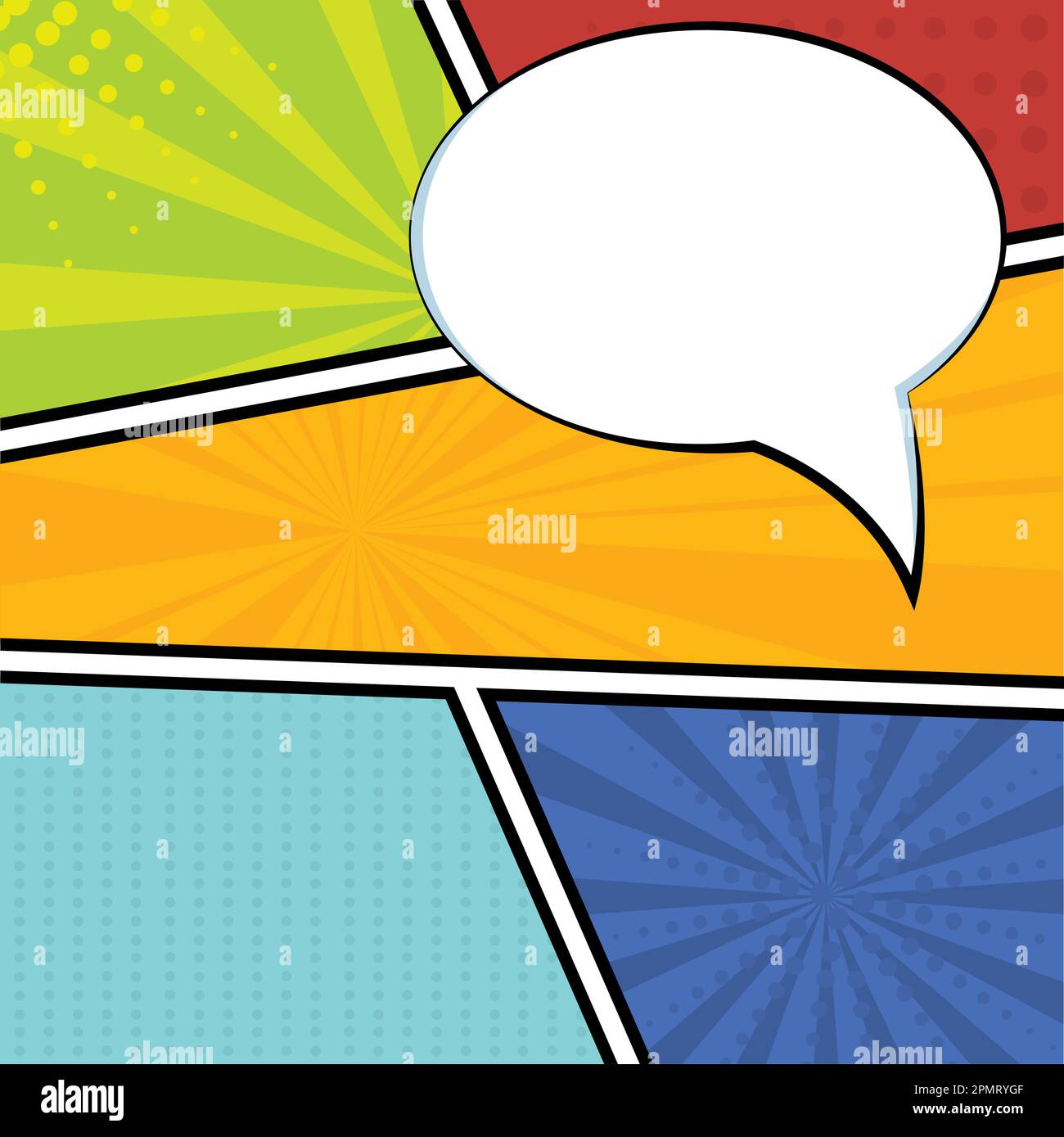 Colored comic page with halftone effect and comic bubbles Vector Stock Vector Image & Art - Alamy