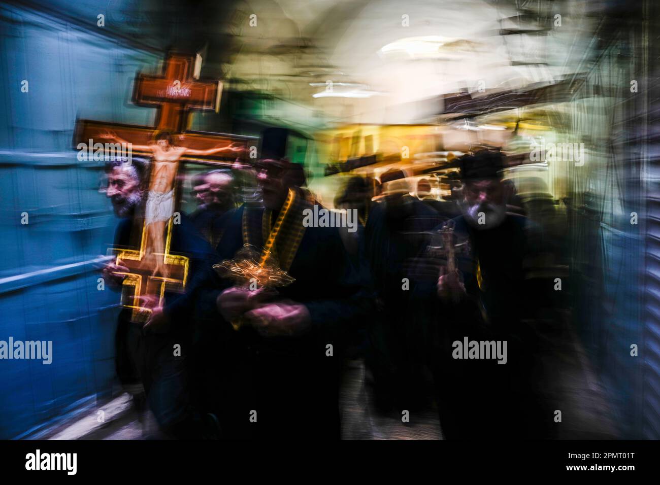 Orthodox Christian worshippers carry crosses during a Good Friday ...