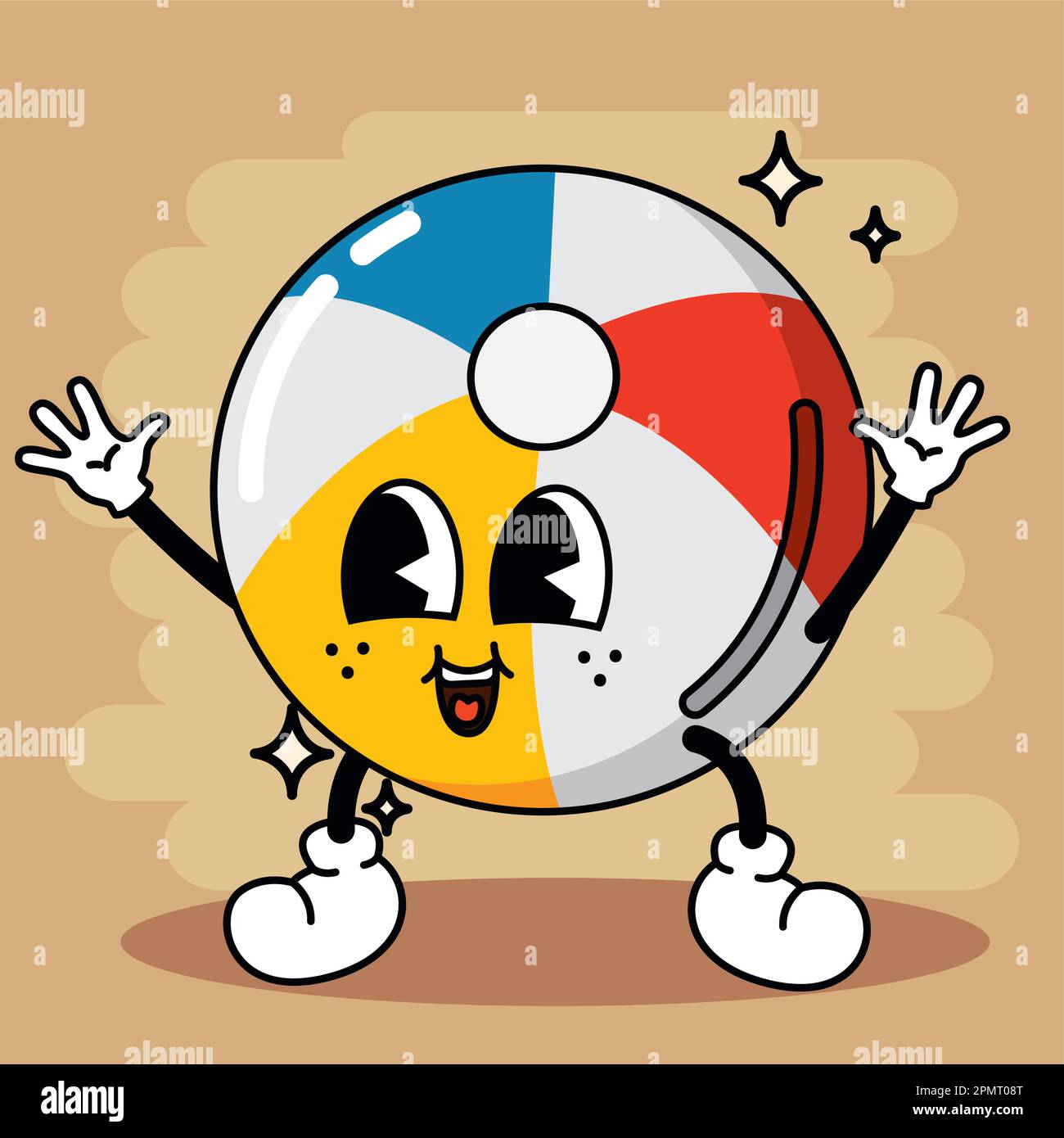 Isolated colored happy beach ball traditional cartoon character Vector ...