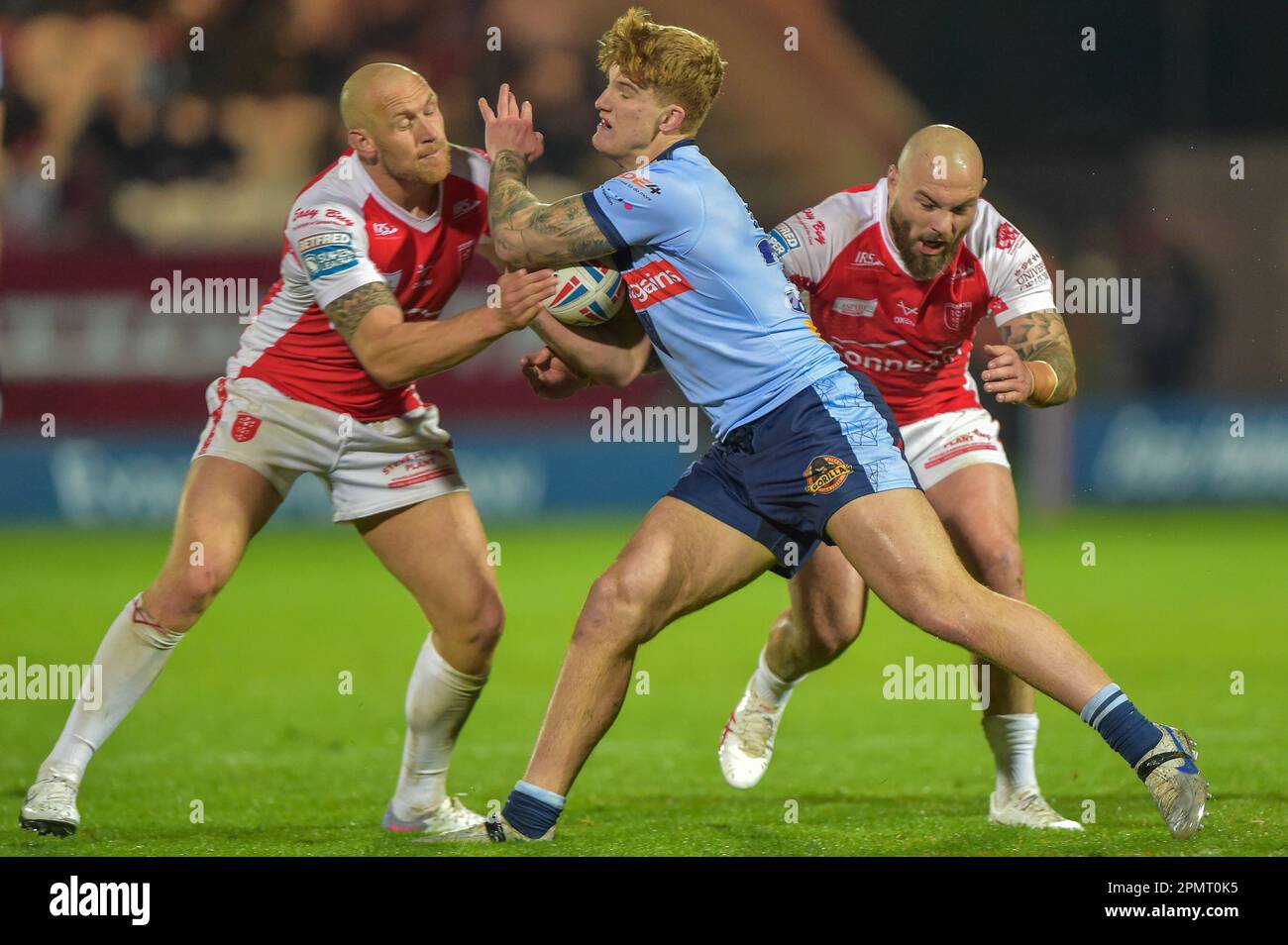 Jez Litten #14 of Hull KR and Sam Luckley #26 of Hull KR tackles George ...