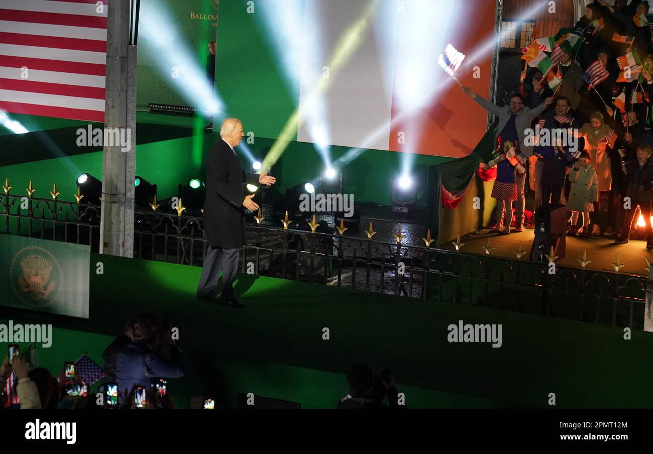 US President Joe Biden on stage after delivering a speech at St ...
