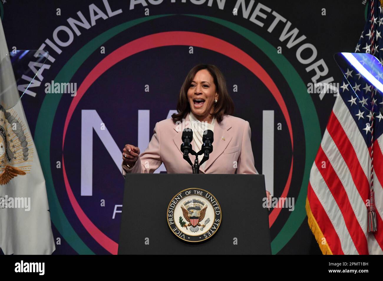 Photo by: NDZ/STAR MAX/IPx 2023 4/14/23 Vice President Kamala D. Harris on day 3 of the National ...