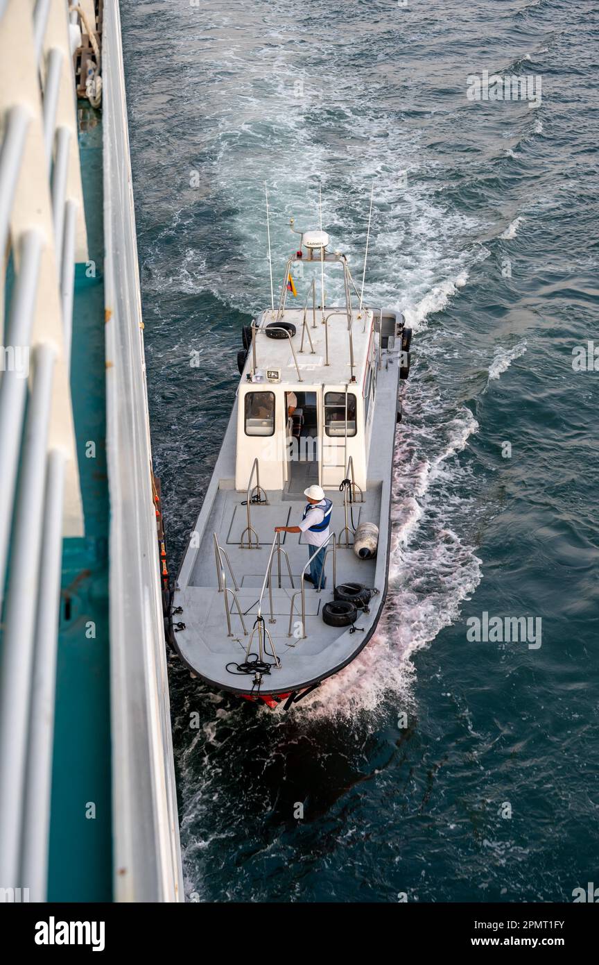 Cartagena, Colombia - March 31, 2023: Pilot boat alongside a cruise ...