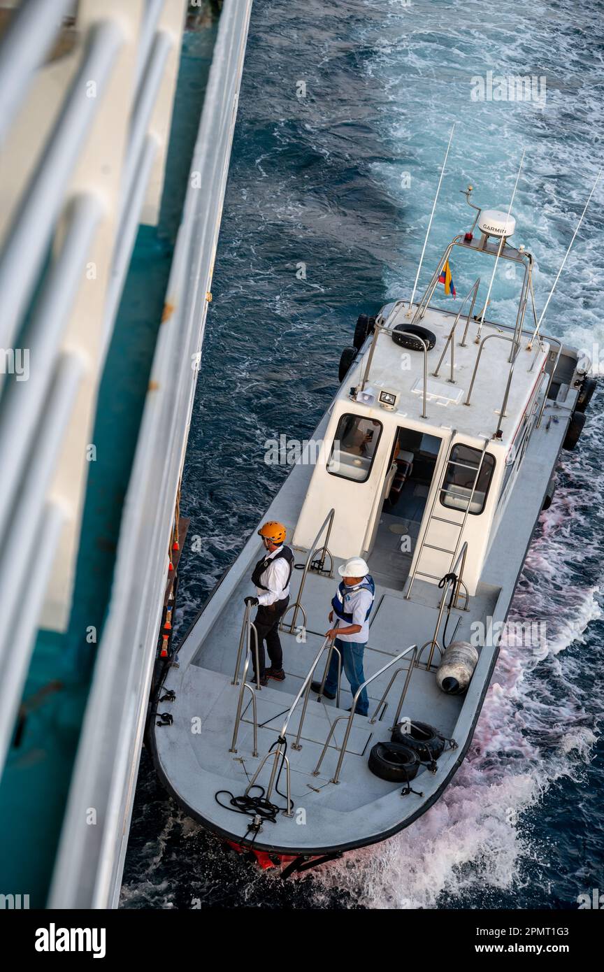 Cartagena, Colombia - March 31, 2023: Pilot boat alongside a cruise ...
