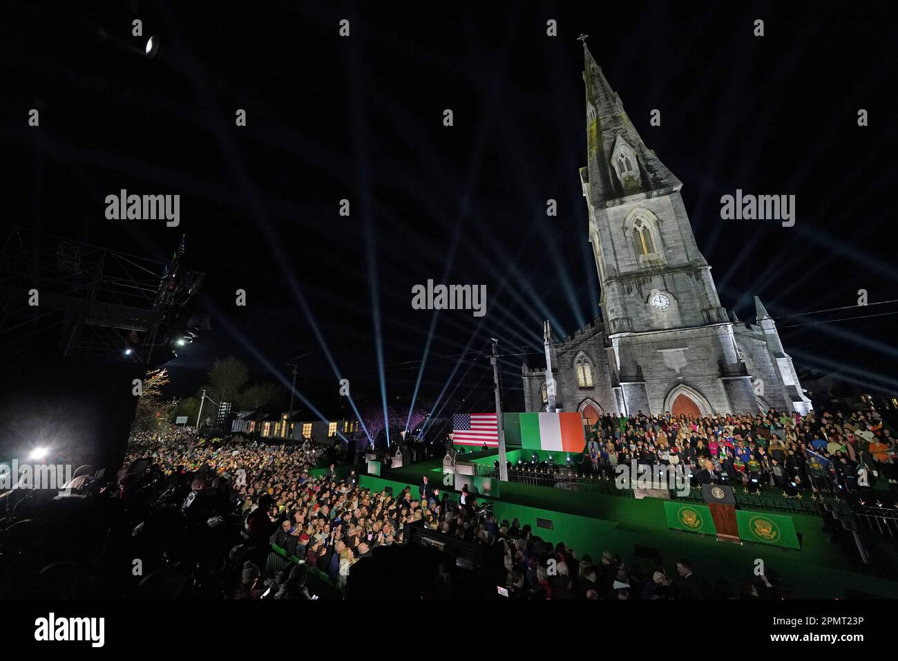 US President Joe Biden delivers a speech at St Muredach's Cathedral in ...