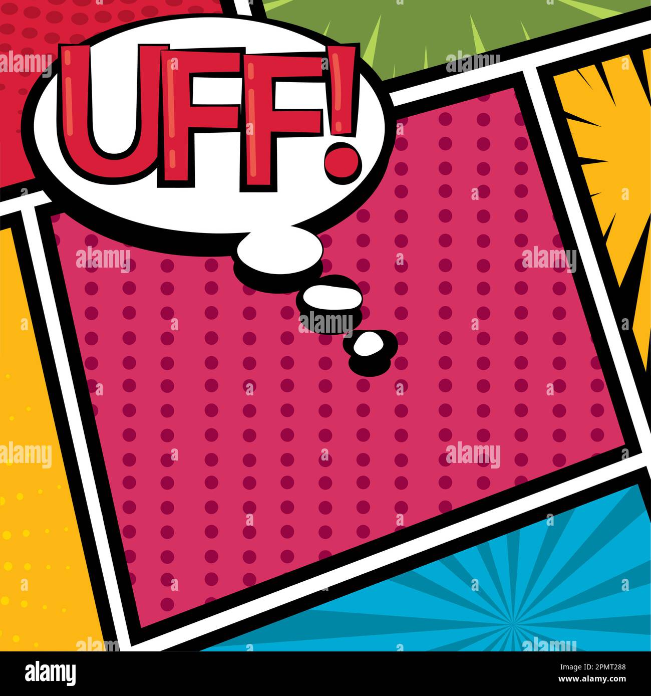 Colored comic page with halftone effect and comic bubbles Vector Stock ...