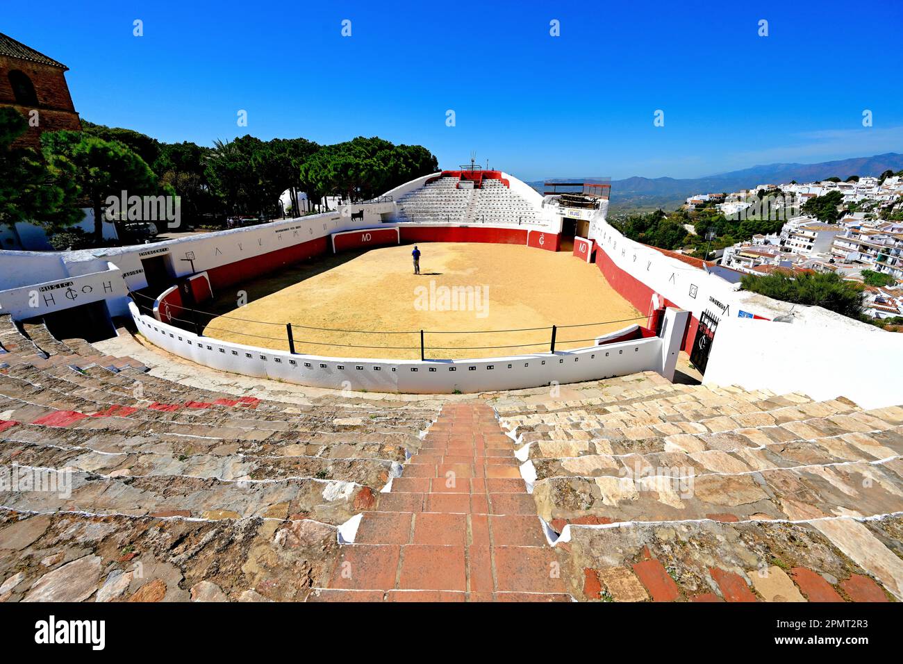 Malaga Mijas Pueblo village the Plaza de Toros bullring in dazzling ...