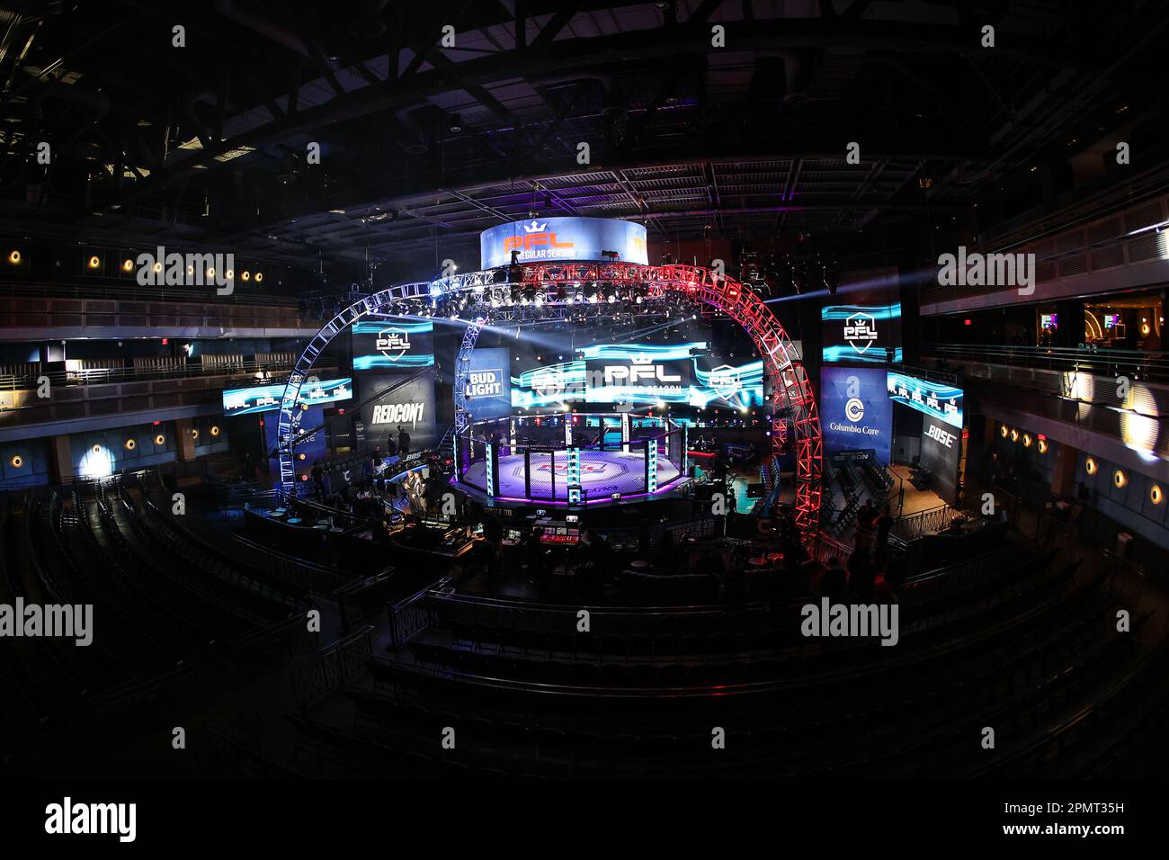 Las Vegas, NV, USA. 14th Apr, 2023. A view of the PFL SmartCage prior ...