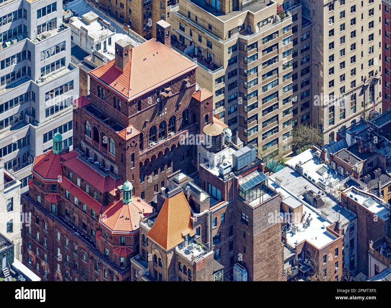 View from above: The red tile roofs and copper cupolas of the former ...