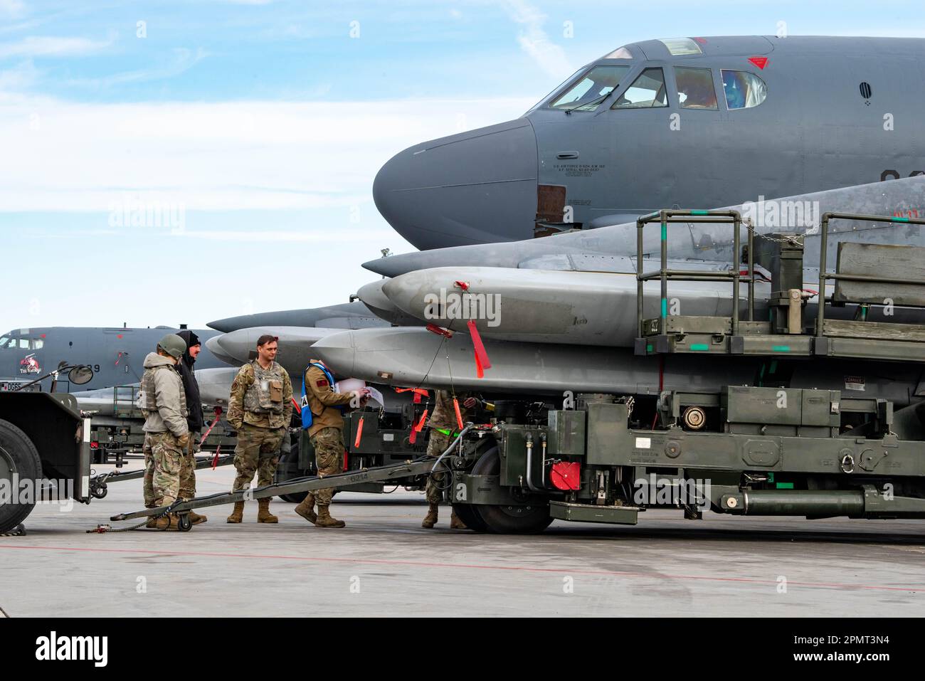 A B-52H Stratofortress assigned to the 5th Bomb Wing is prepped for ...