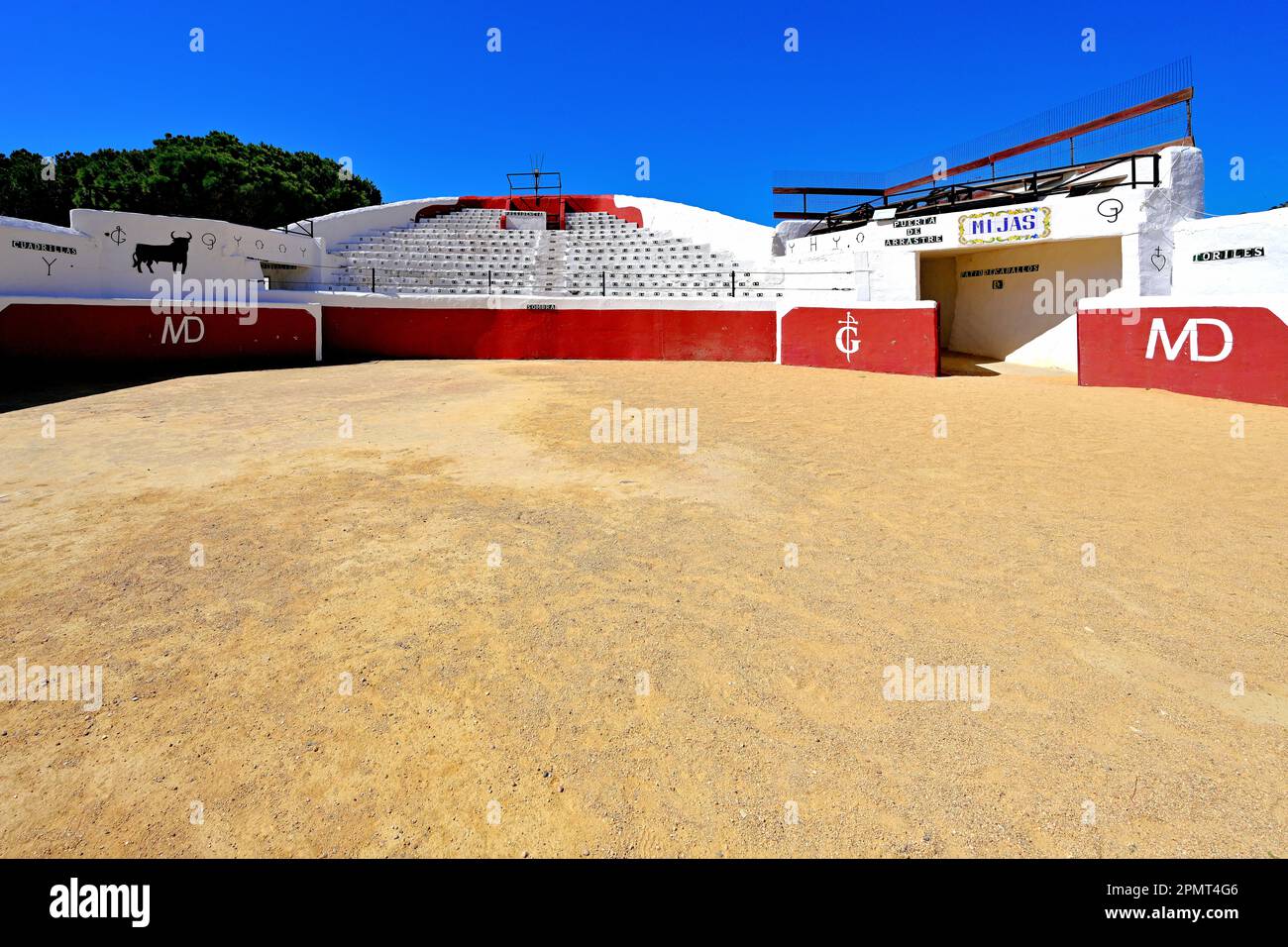 Malaga Mijas Pueblo village the Plaza de Toros bullring entrance doors ...