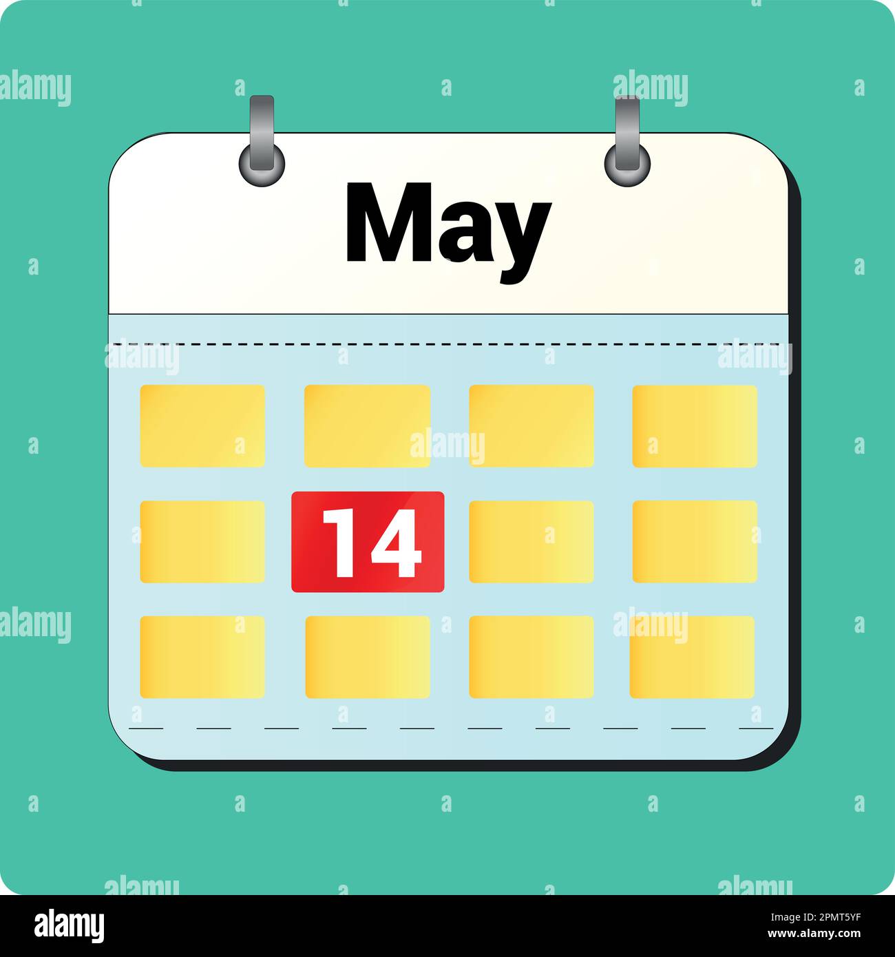 calendar vector drawing, date May 14 on the page Stock Vector Image ...