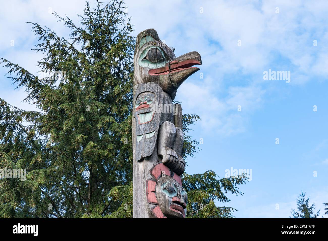 Ketchikan, AK - September 9, 2022: Native Alaskan Totem Pole Figure in ...