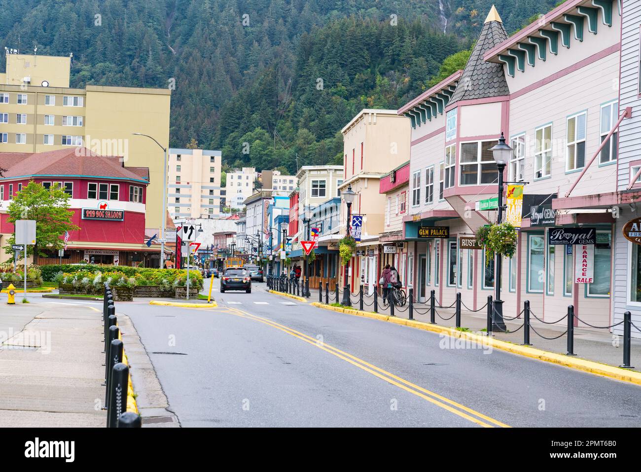 Juneau, Alaska - September 8, 2020: View of Franklin Street looking ...