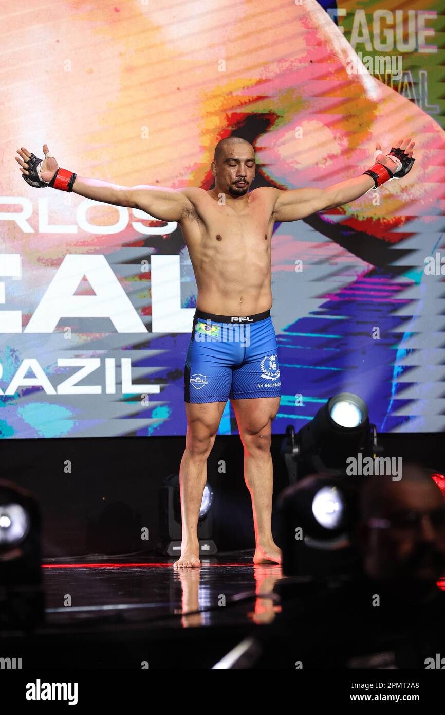 Las Vegas, NV, USA. 14th Apr, 2023. Welterweight Carlos Leal walks ...