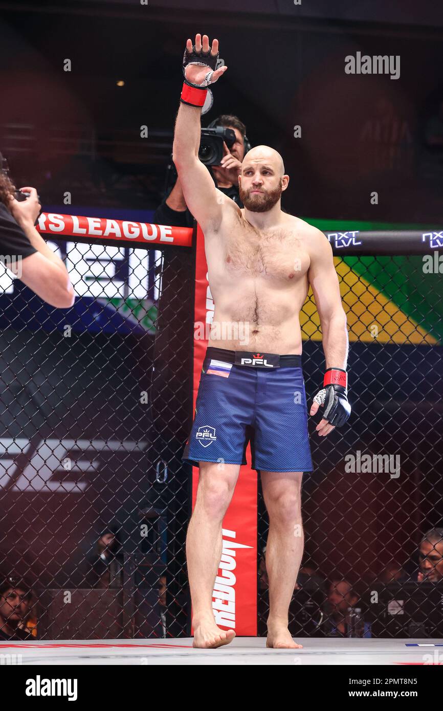 Las Vegas, NV, USA. 14th Apr, 2023. Heavyweight Denis Goltsov in the ...