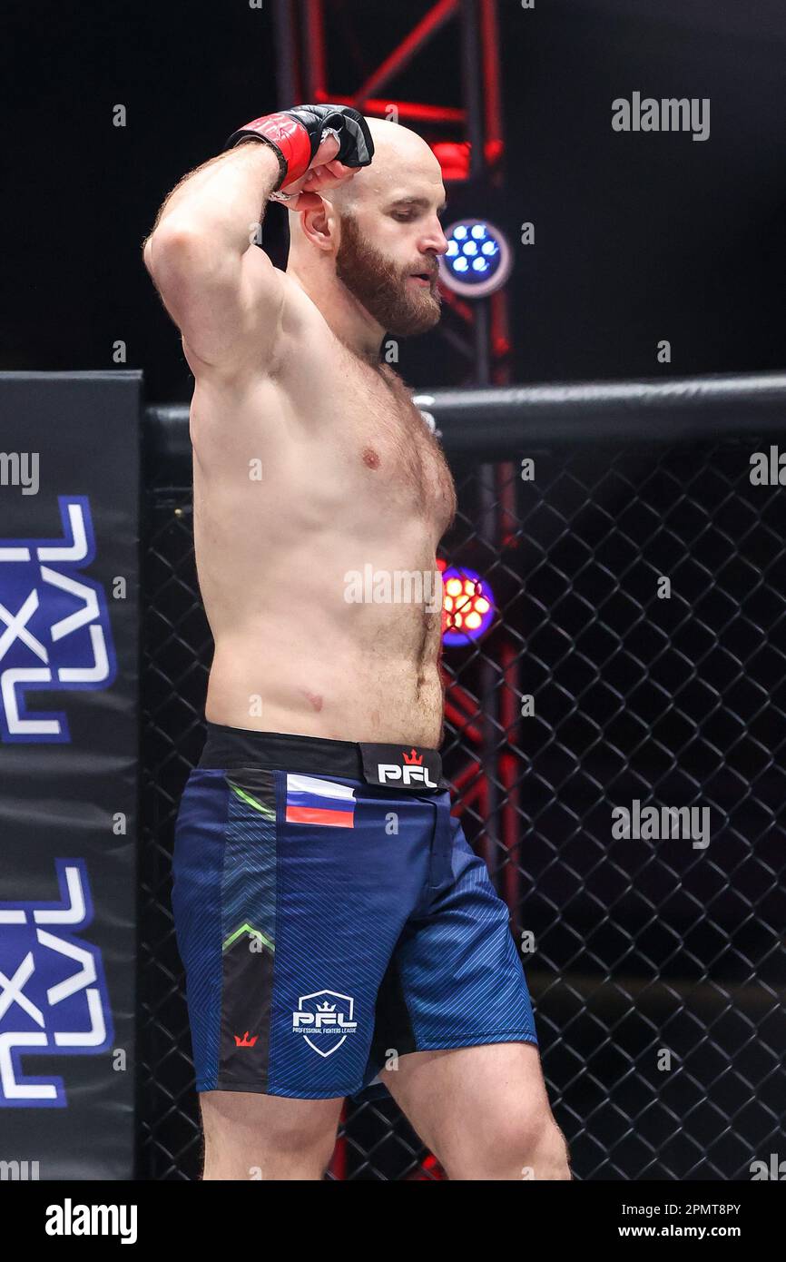 Las Vegas, NV, USA. 14th Apr, 2023. Heavyweight Denis Goltsov ...