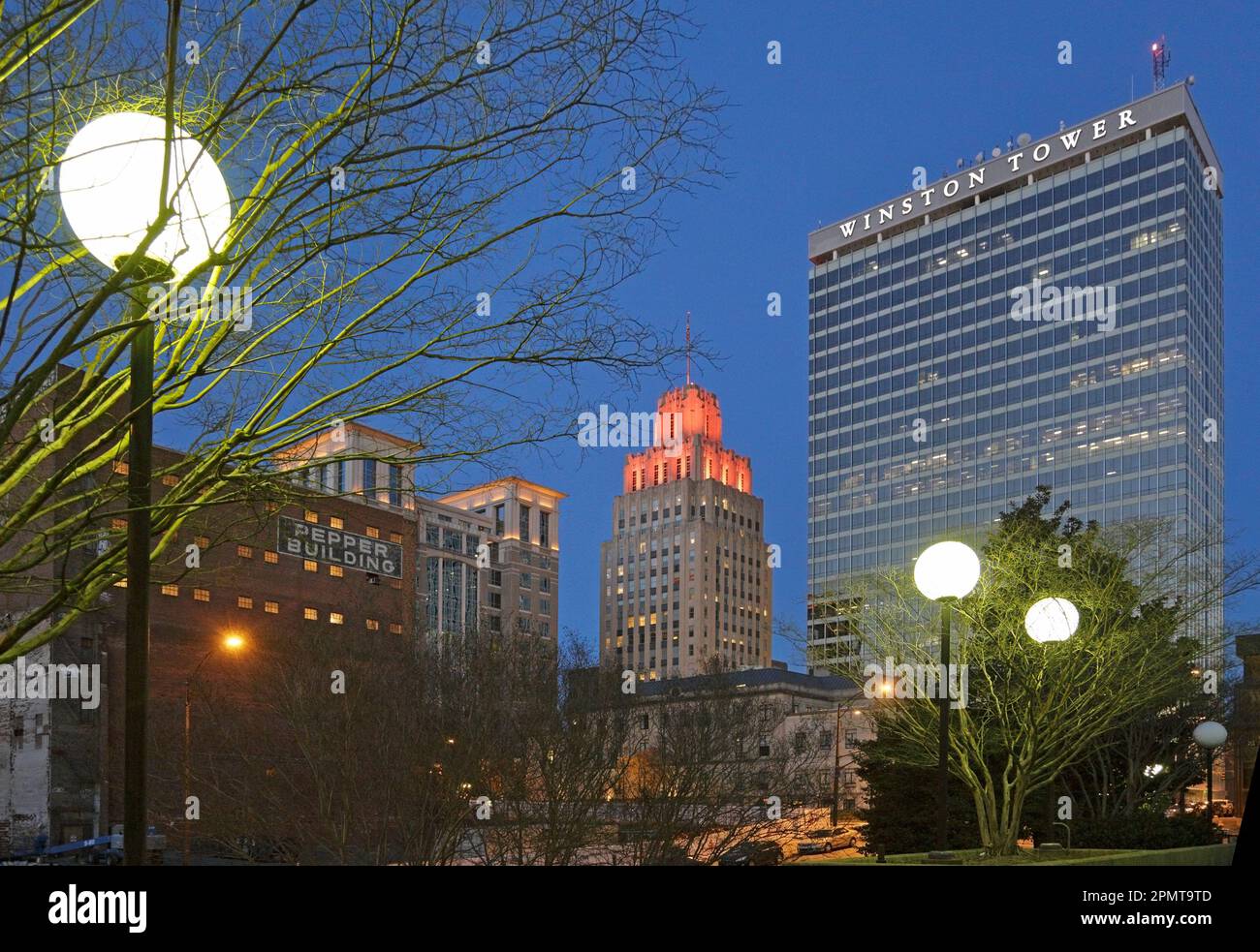 Downtown lights at dusk hi-res stock photography and images - Alamy