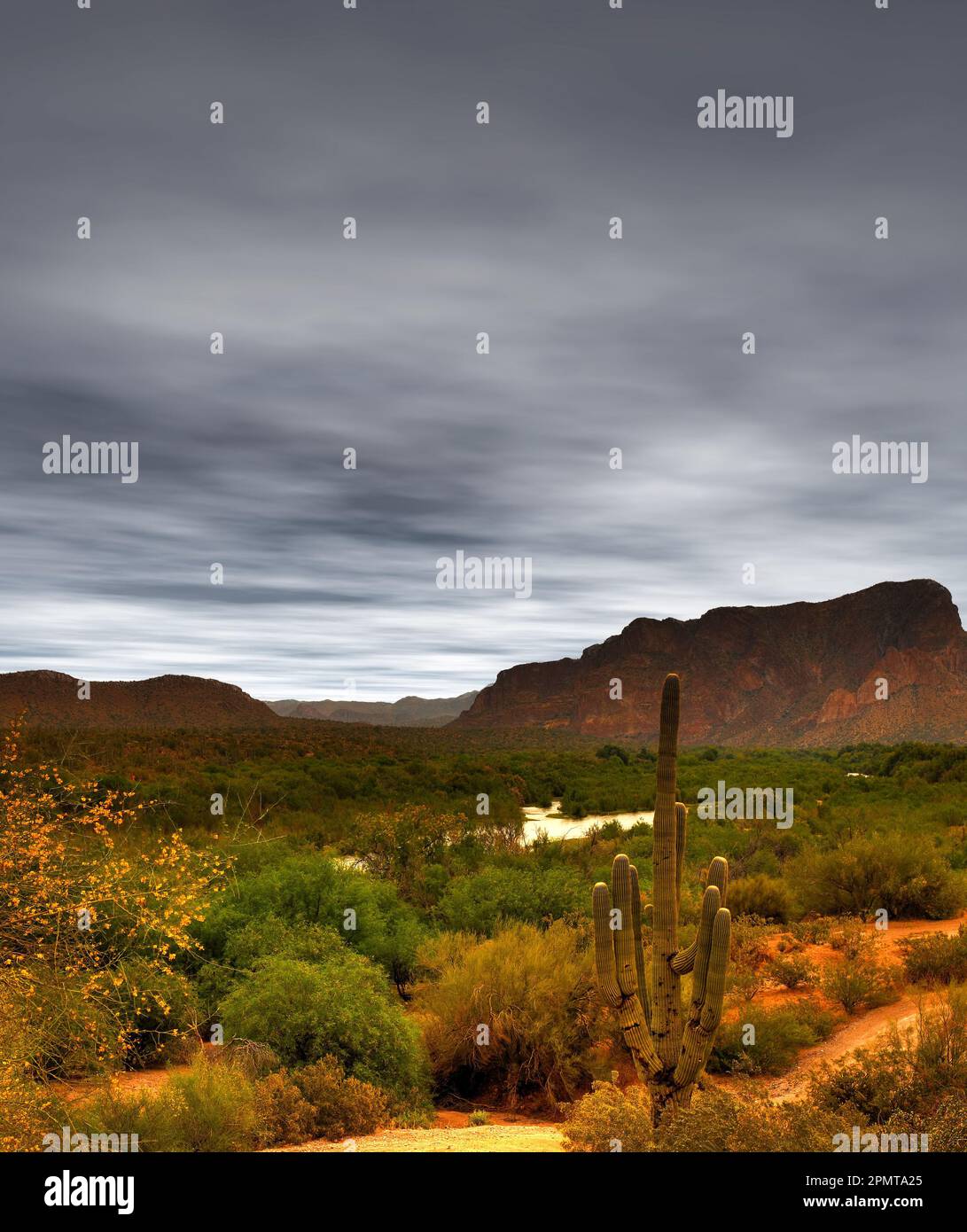 Gila river Arizona reflection and building storm Stock Photo - Alamy