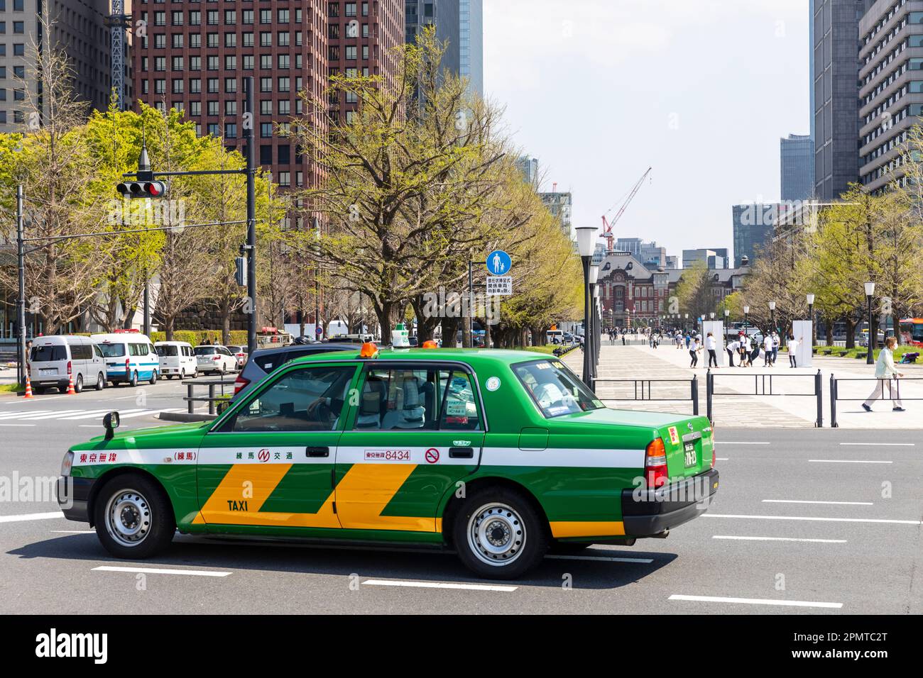 April 2023, Tokyo Shinjuku district, Toyota Crown taxi vehicles cars on ...