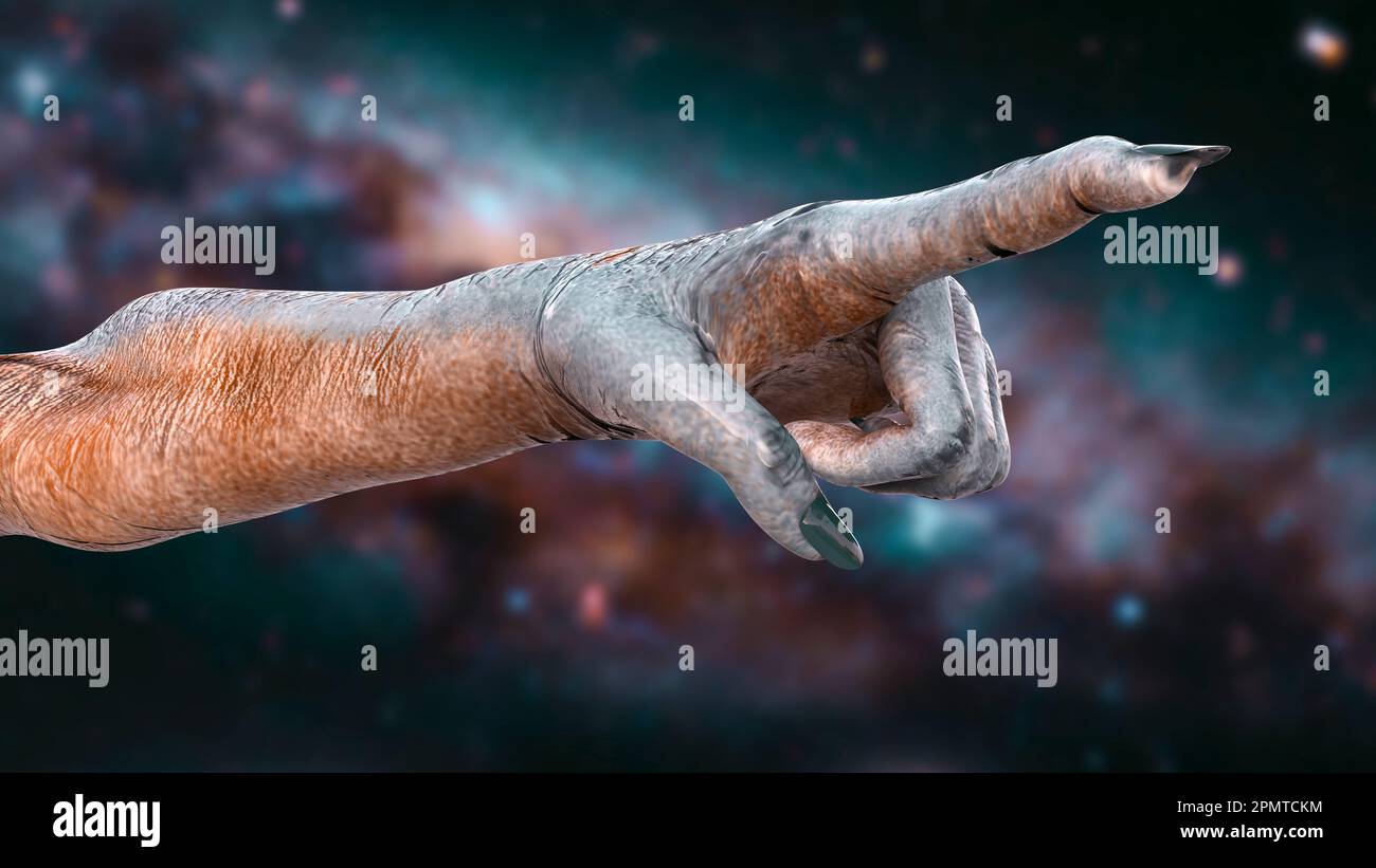Alien's hand, illustration Stock Photo - Alamy