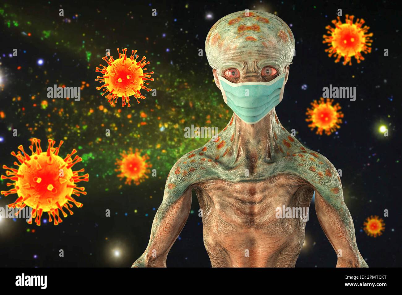 Alien in face mask, conceptual illustration Stock Photo - Alamy