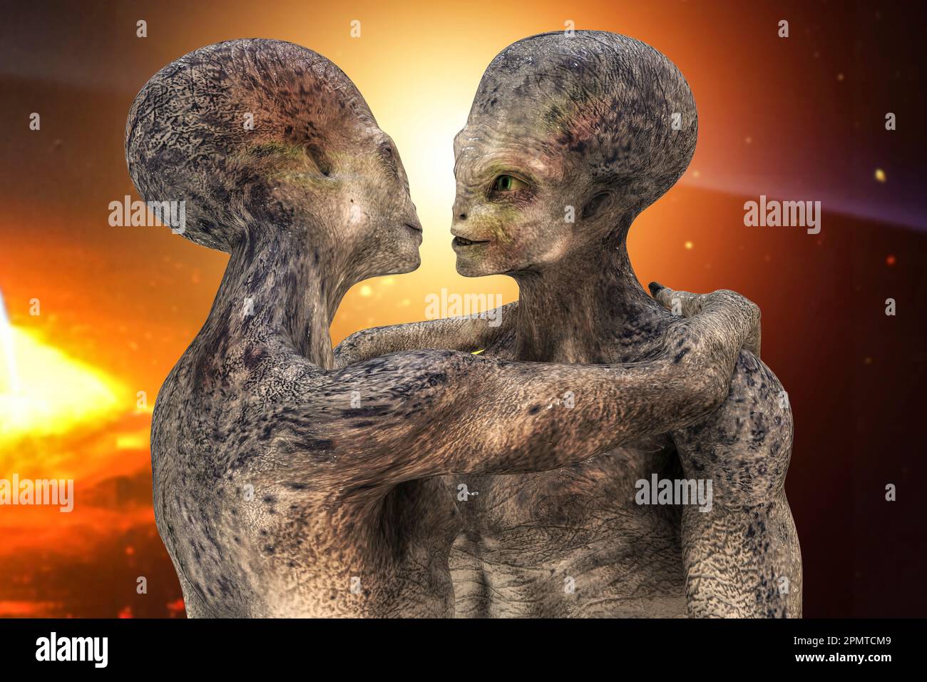 Aliens in love, illustration Stock Photo - Alamy