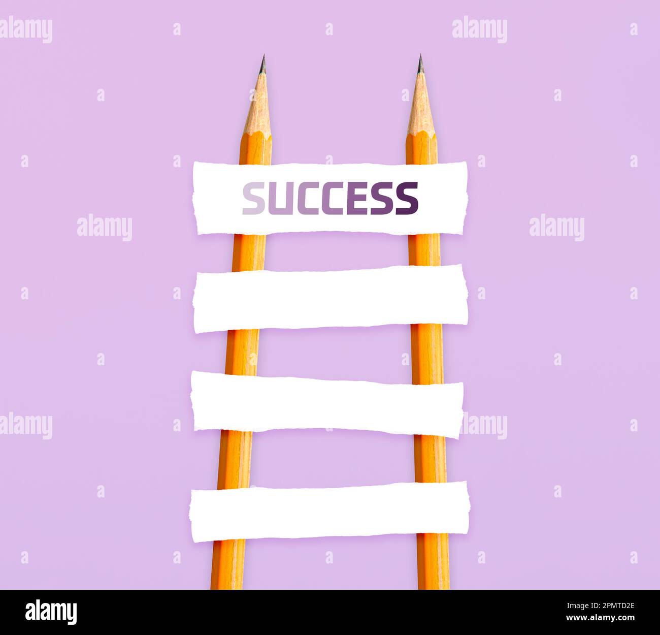 Road to success concept, pencil Ladder with blank stairs made from ...
