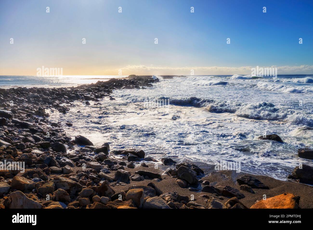 Spoon rock cape off Quarry beach in Caves beach coastal town on Pacific ...