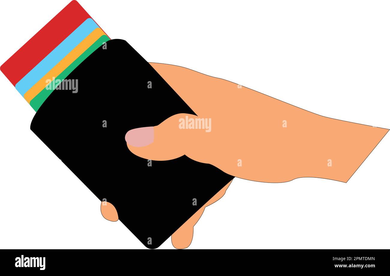 Hand holding wallet Stock Vector Images - Alamy