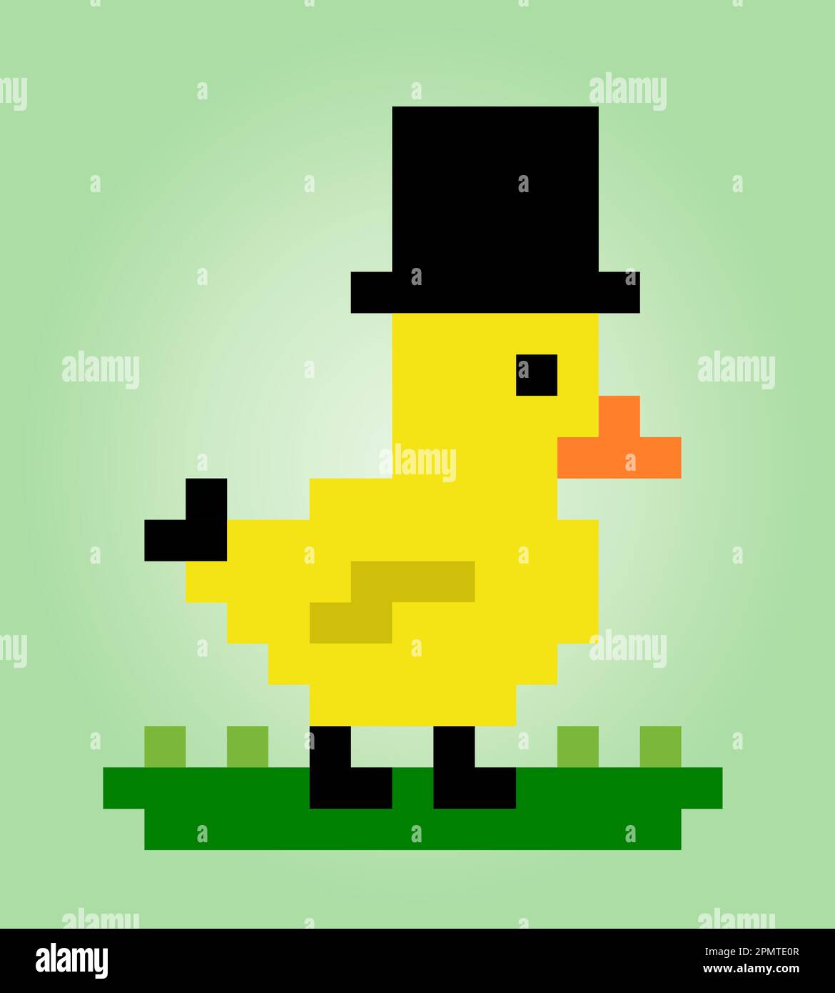8-bit duck wearing hat pixels. Animal game assets in vector illustrations Stock Vector Image ...