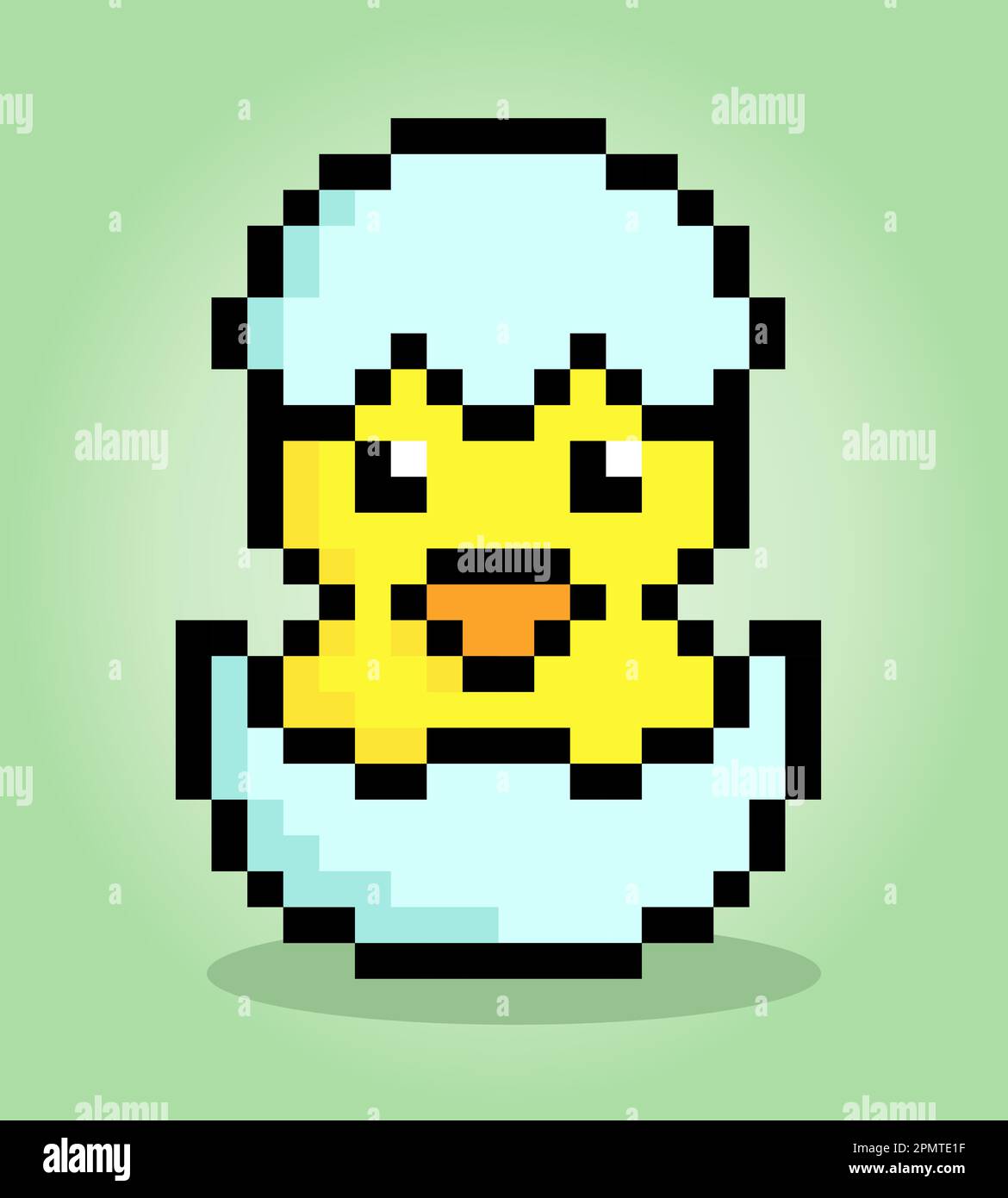 8-bit pixel duck hatches from eggs. Animal game assets in vector illustrations Stock Vector ...
