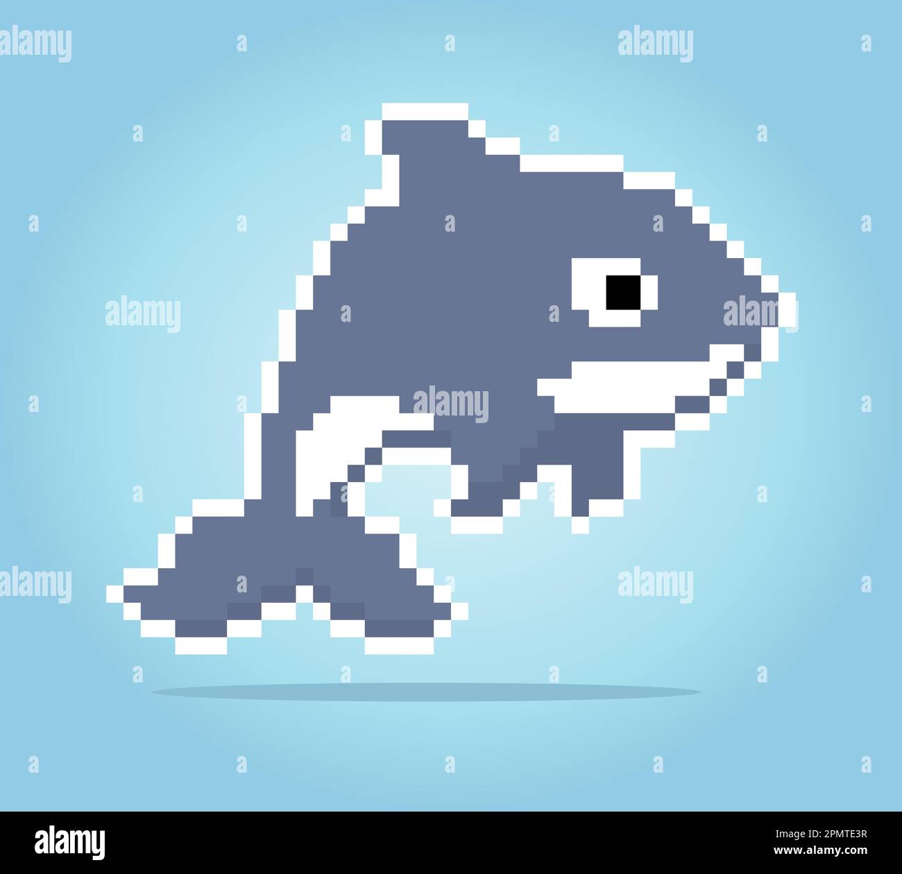 8 bit pixel dolphins. Animals for asset games in vector illustrations. Cross Stitch pattern ...