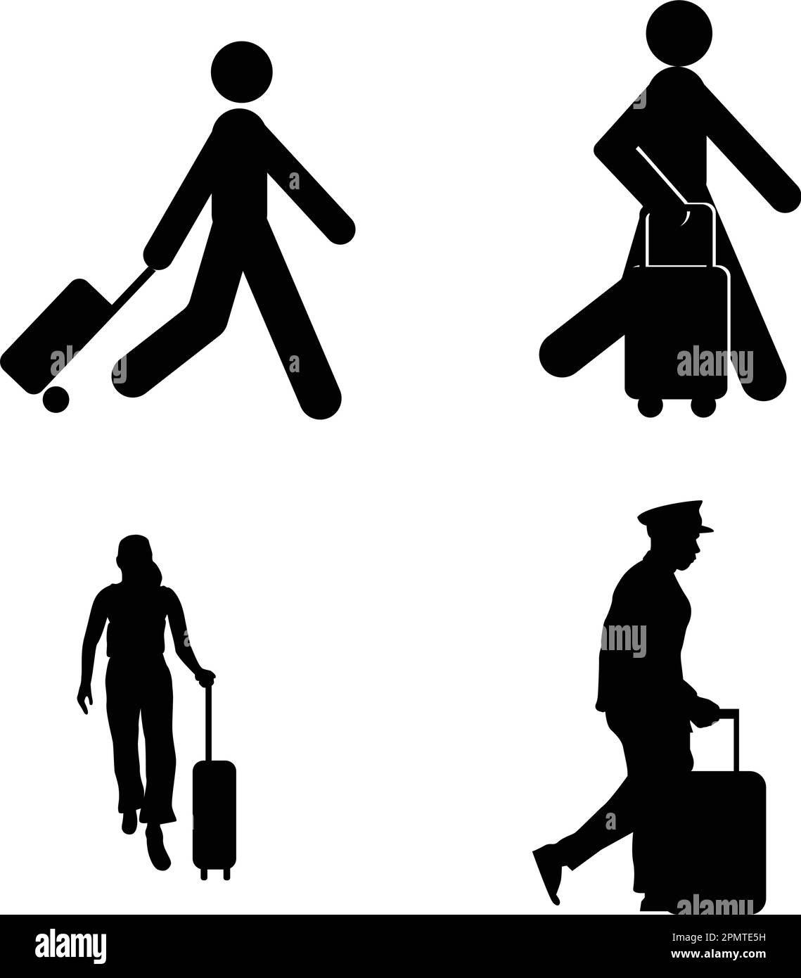 person icon pulling travel suitcase illustration design Stock Vector ...
