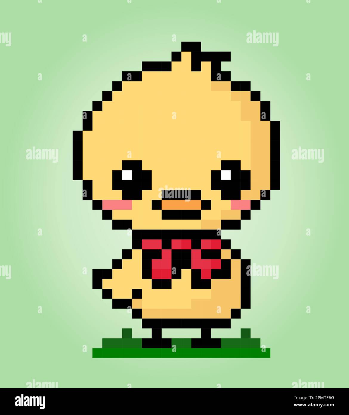 8-bit pixel duck wearing ribbon. Animal game assets in vector illustrations Stock Vector Image ...