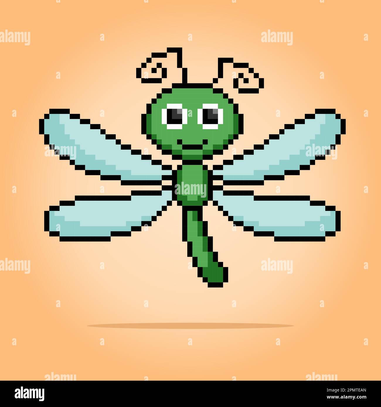 Pixel 8 bit dragonfly. Animal pixels for game assets in vector ...